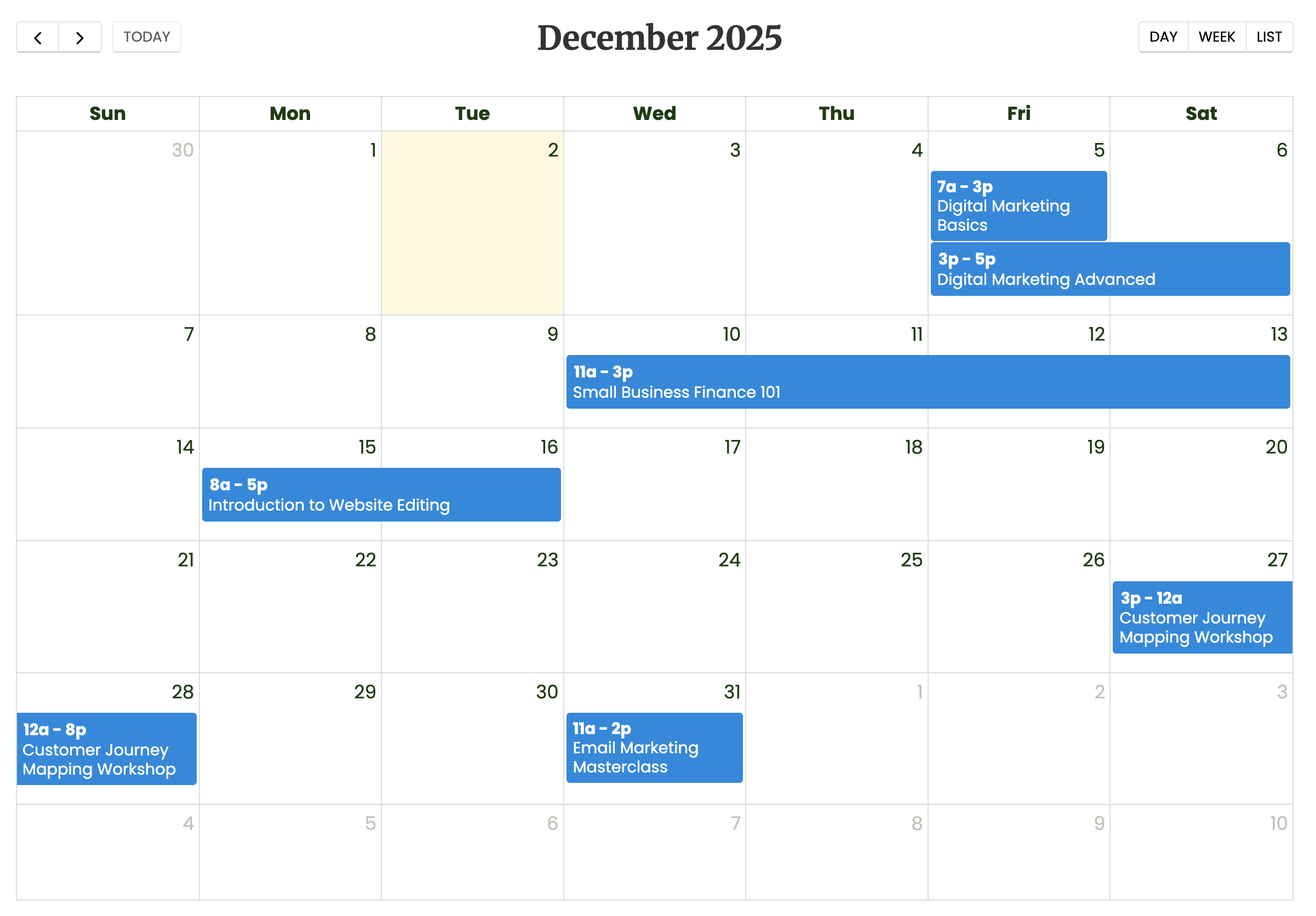 Oncord Developer - Event-based Calendar