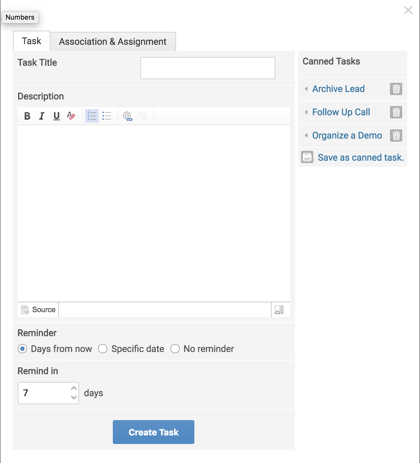 Oncord - Setting Tasks